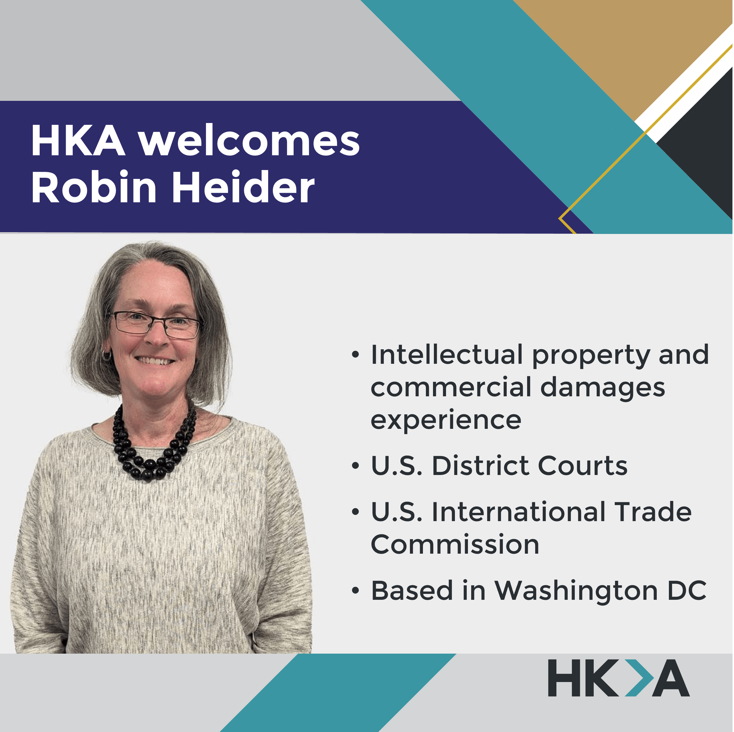 Robin Heider Joins HKA's growing Intellectual Property Team as a Director based in Washington DC ...